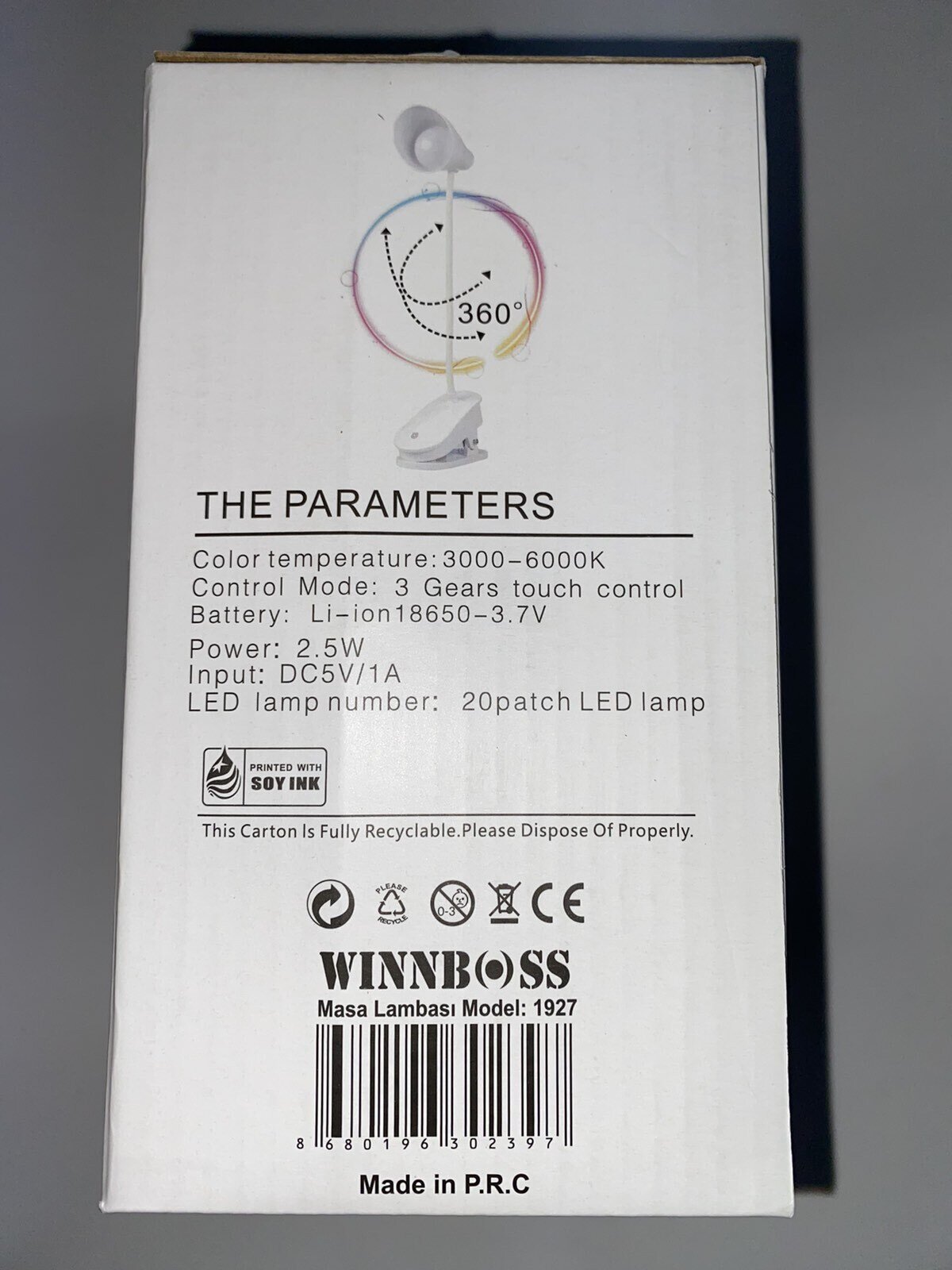 Настольная гибкая светодиодная лампа с аккумулятором WinBoss 1927, цена ...