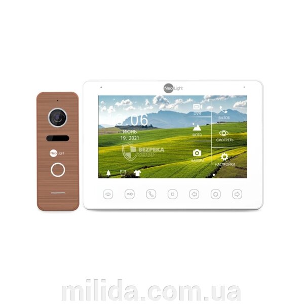 Комплект відеодомофона Neolight NeoKIT HD+ Bronze: відеодомофон 7" з детектором руху та 2 Мп ...